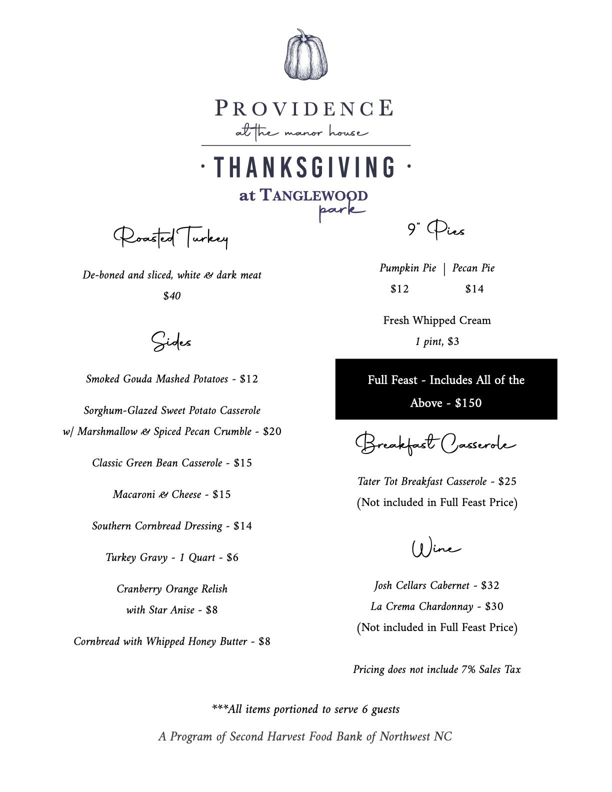 Menu - Providence Thanksgiving